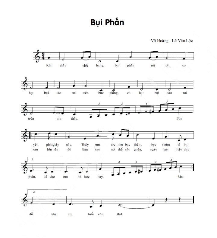 Sheet Piano Bài Bụi Phấn | SHEET NHẠC HAY