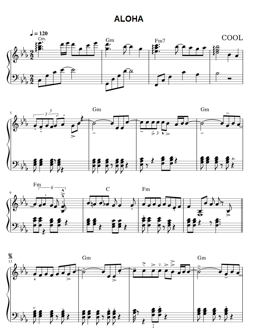 Sheet Piano Bài Aloha | SHEET NHẠC HAY