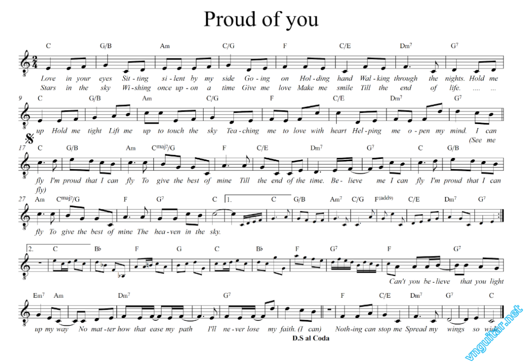 Proud of you - SHEET NHẠC HAY